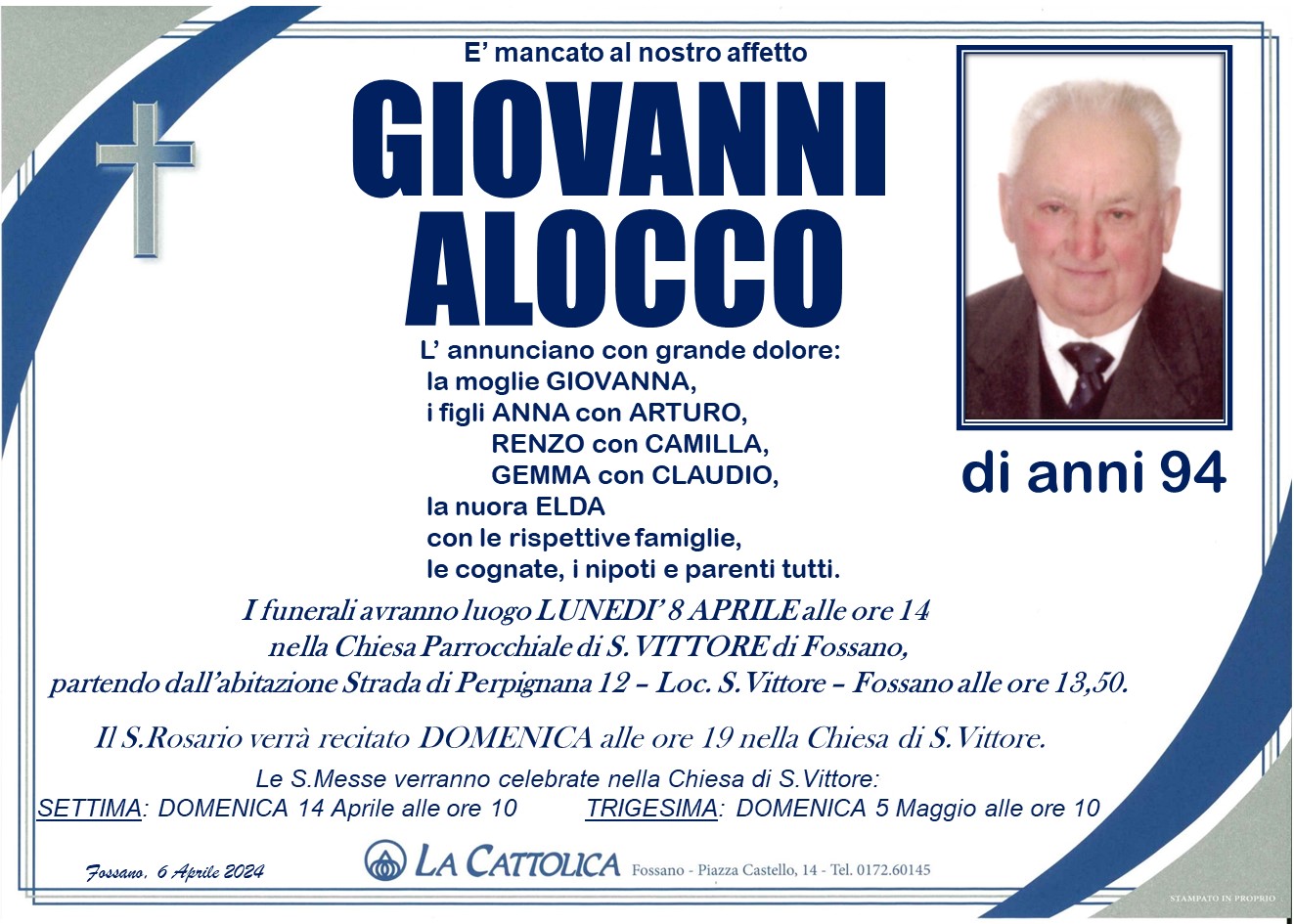 Necrologi – Onoranze funebri La Cattolica – Fossano – Cuneo