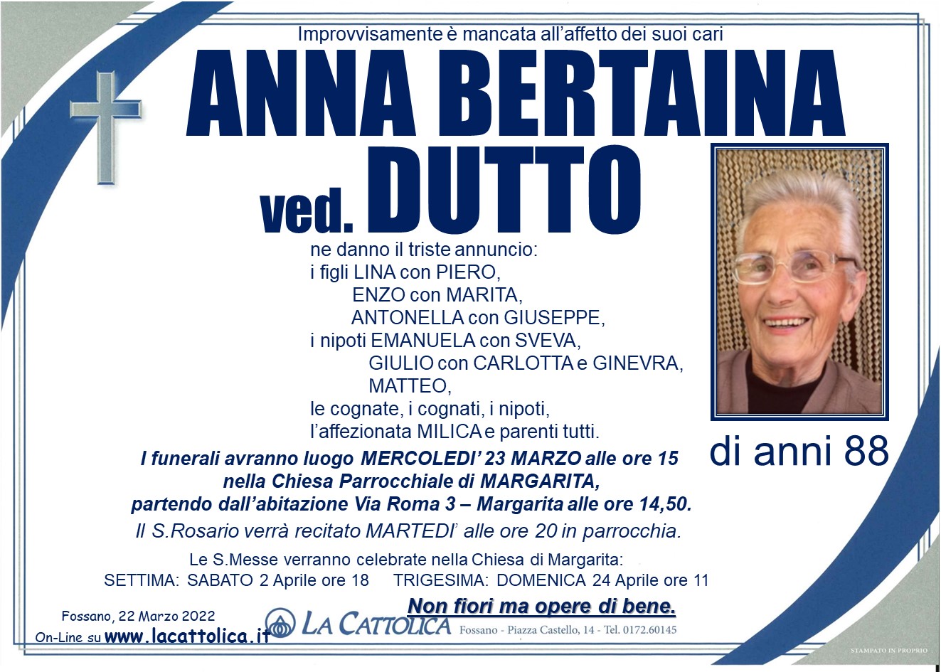 Onoranze funebri La Cattolica – Fossano – Cuneo – Servizio pompe funebri – pratiche funerarie