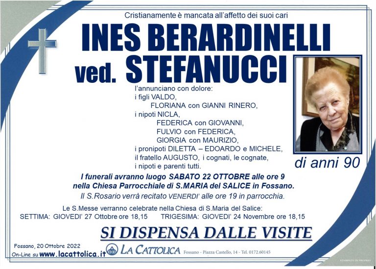 Ines Berardinelli ved. Stefanucci – Onoranze funebri La Cattolica ...