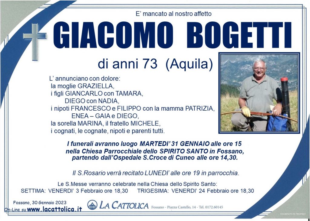 Necrologi – Onoranze funebri La Cattolica – Fossano – Cuneo