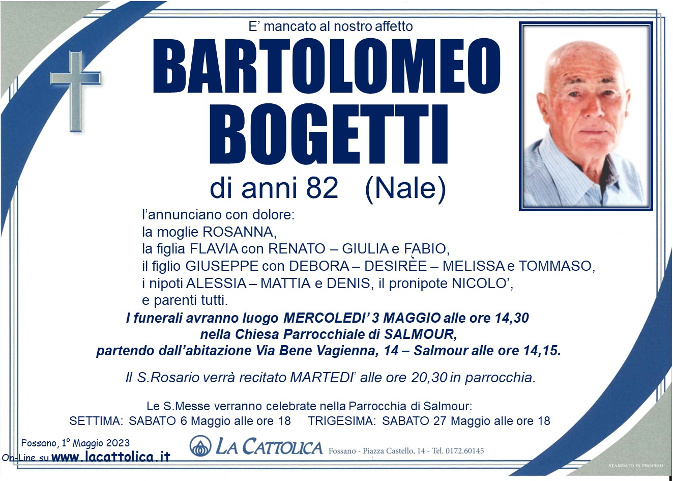 Necrologi – Onoranze funebri La Cattolica – Fossano – Cuneo