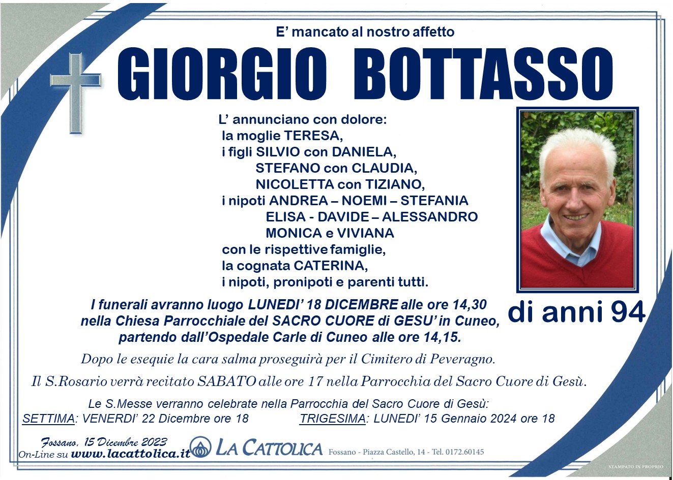 Necrologi – Onoranze funebri La Cattolica – Fossano – Cuneo