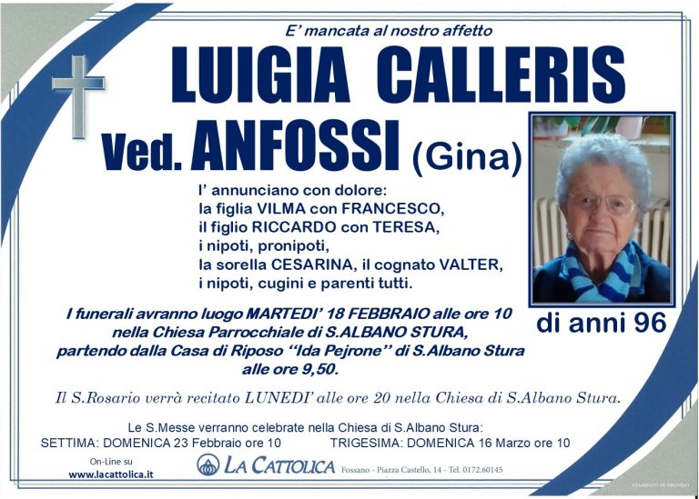 Necrologi – Onoranze funebri La Cattolica – Fossano – Cuneo