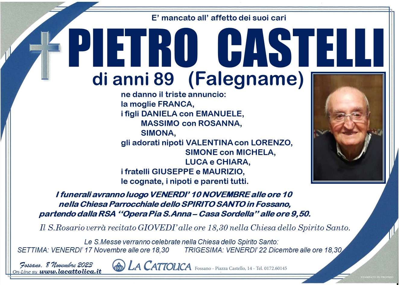 Castelli Pietro (Falegname) – Onoranze funebri La Cattolica – Fossano ...