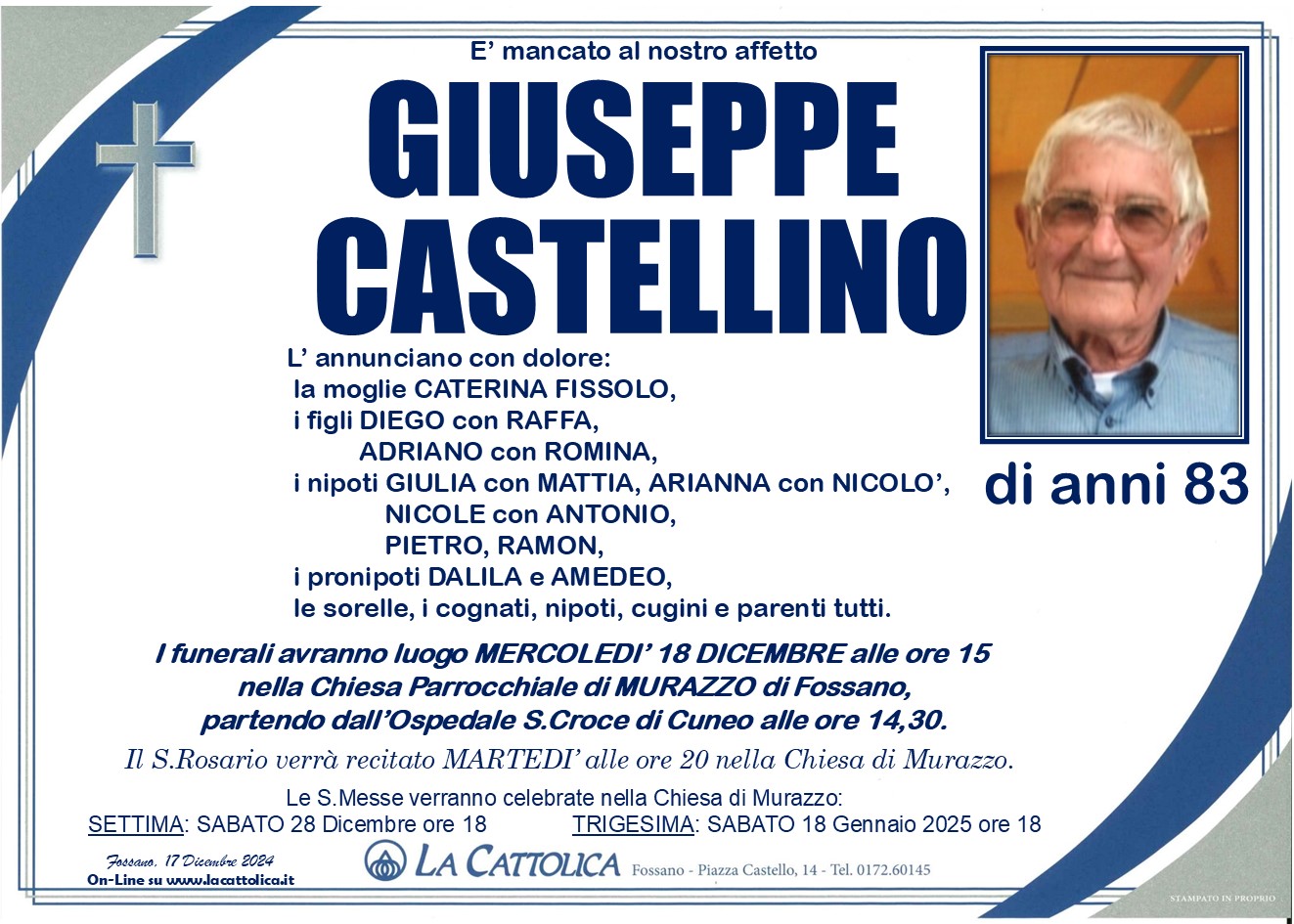 Castellino Giuseppe – Onoranze funebri La Cattolica – Fossano – Cuneo