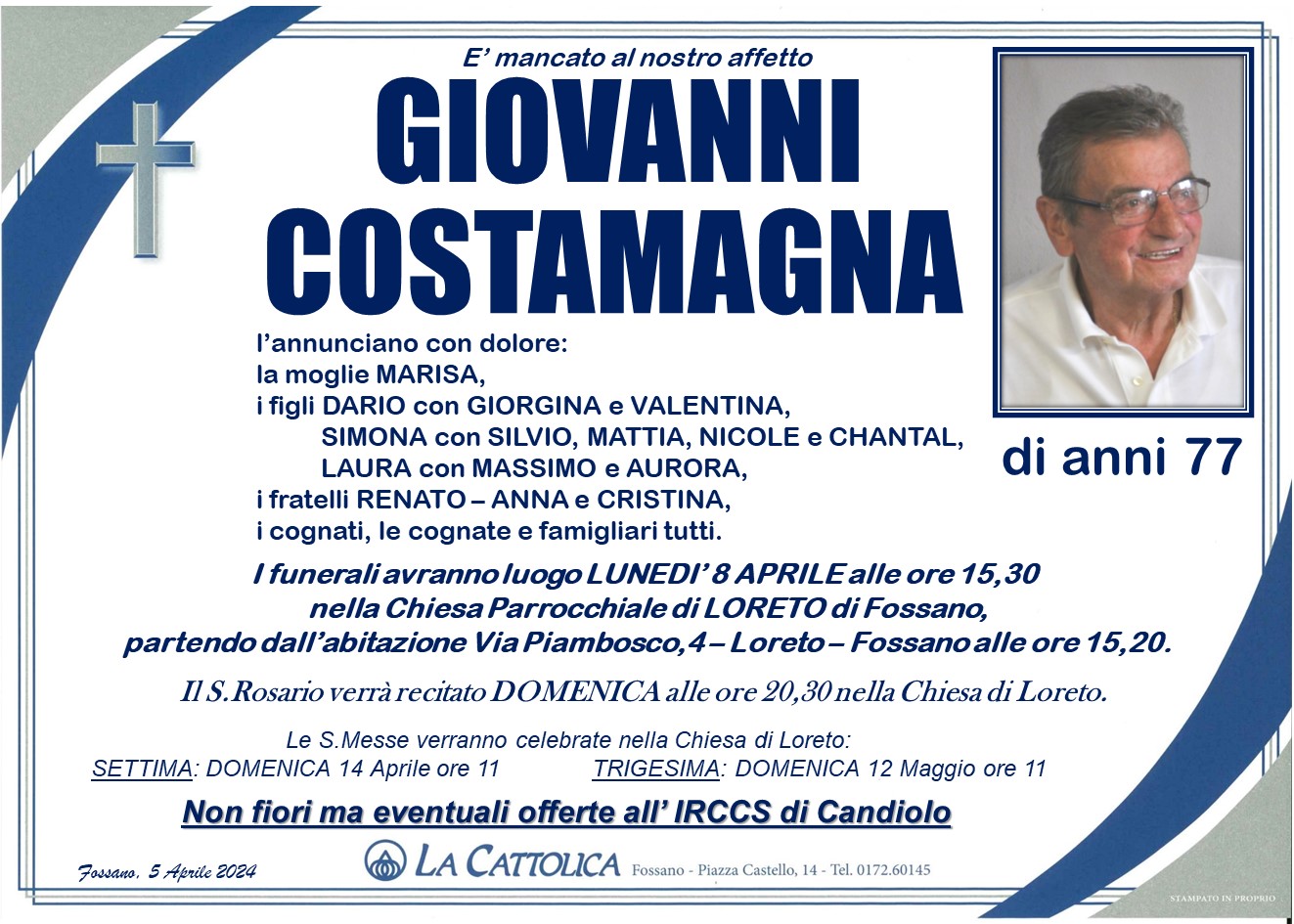 Necrologi – Onoranze funebri La Cattolica – Fossano – Cuneo