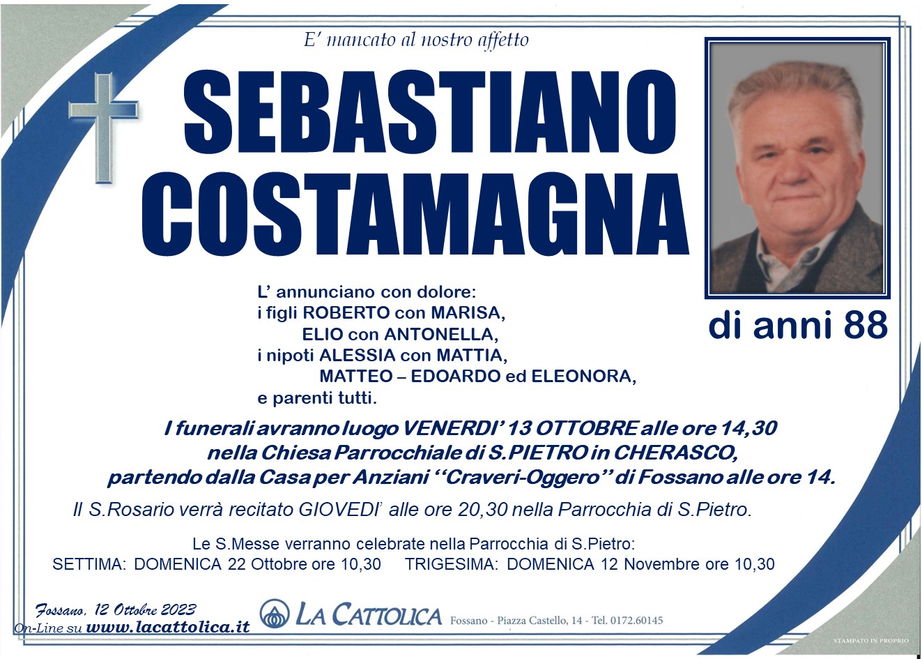 Costamagna Sebastiano – Onoranze funebri La Cattolica – Fossano – Cuneo