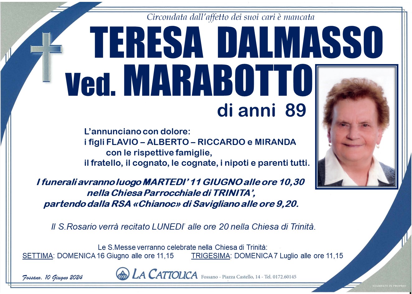 Necrologi – Onoranze funebri La Cattolica – Fossano – Cuneo