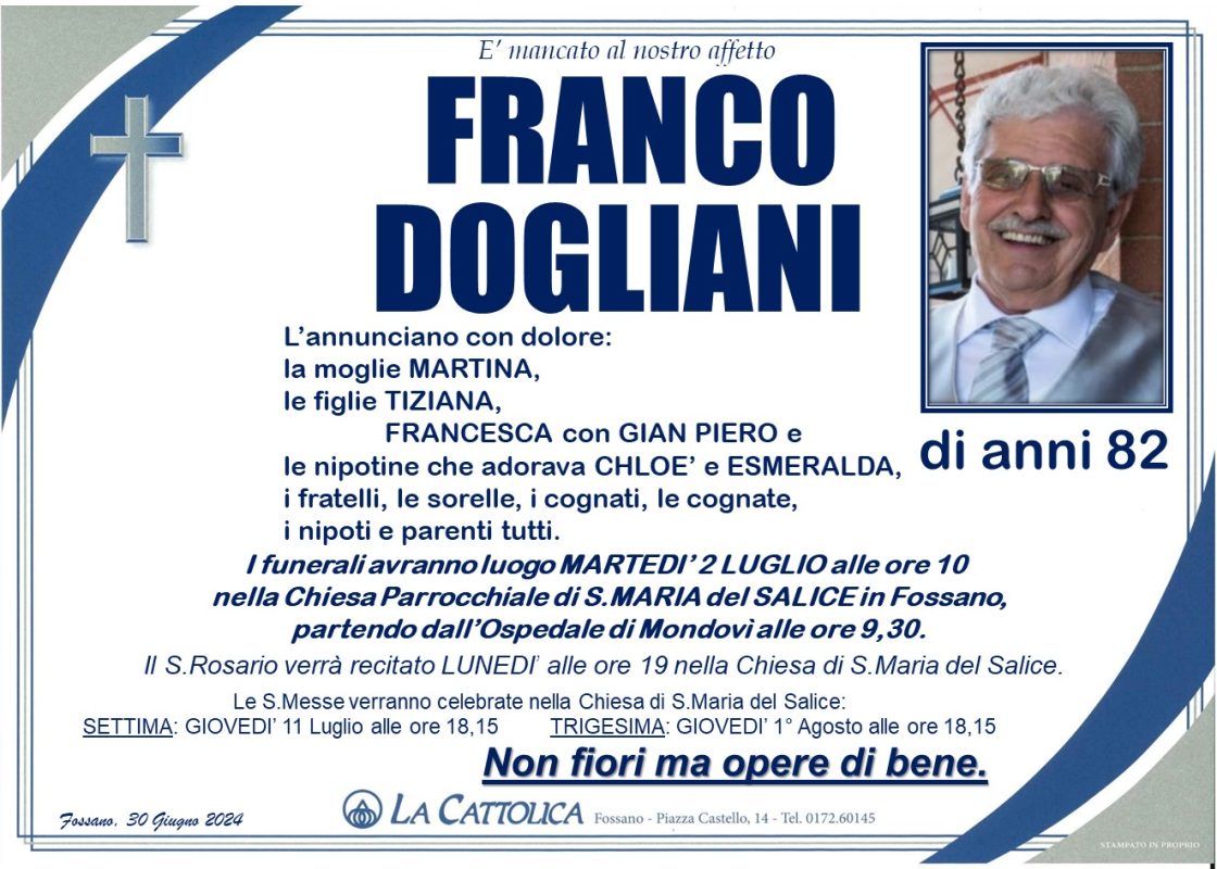 Necrologi – Onoranze funebri La Cattolica – Fossano – Cuneo