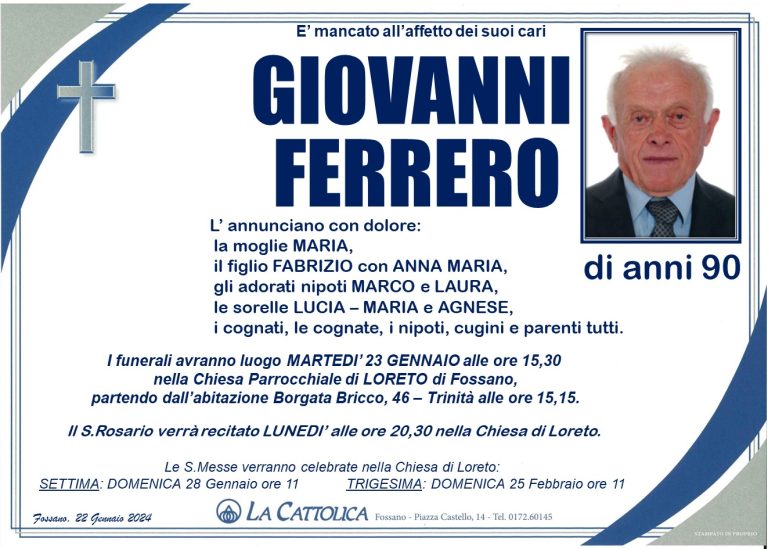 Ferrero Giovanni – Onoranze funebri La Cattolica – Fossano – Cuneo