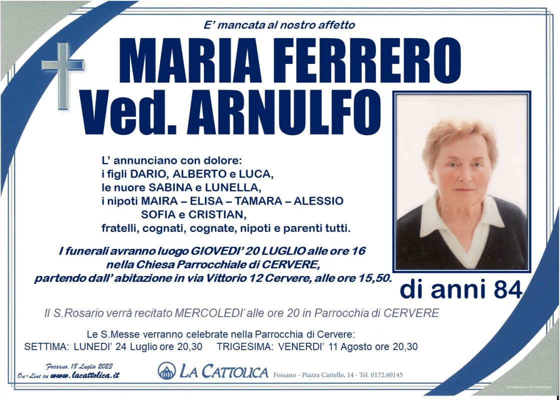 Necrologi – Onoranze funebri La Cattolica – Fossano – Cuneo