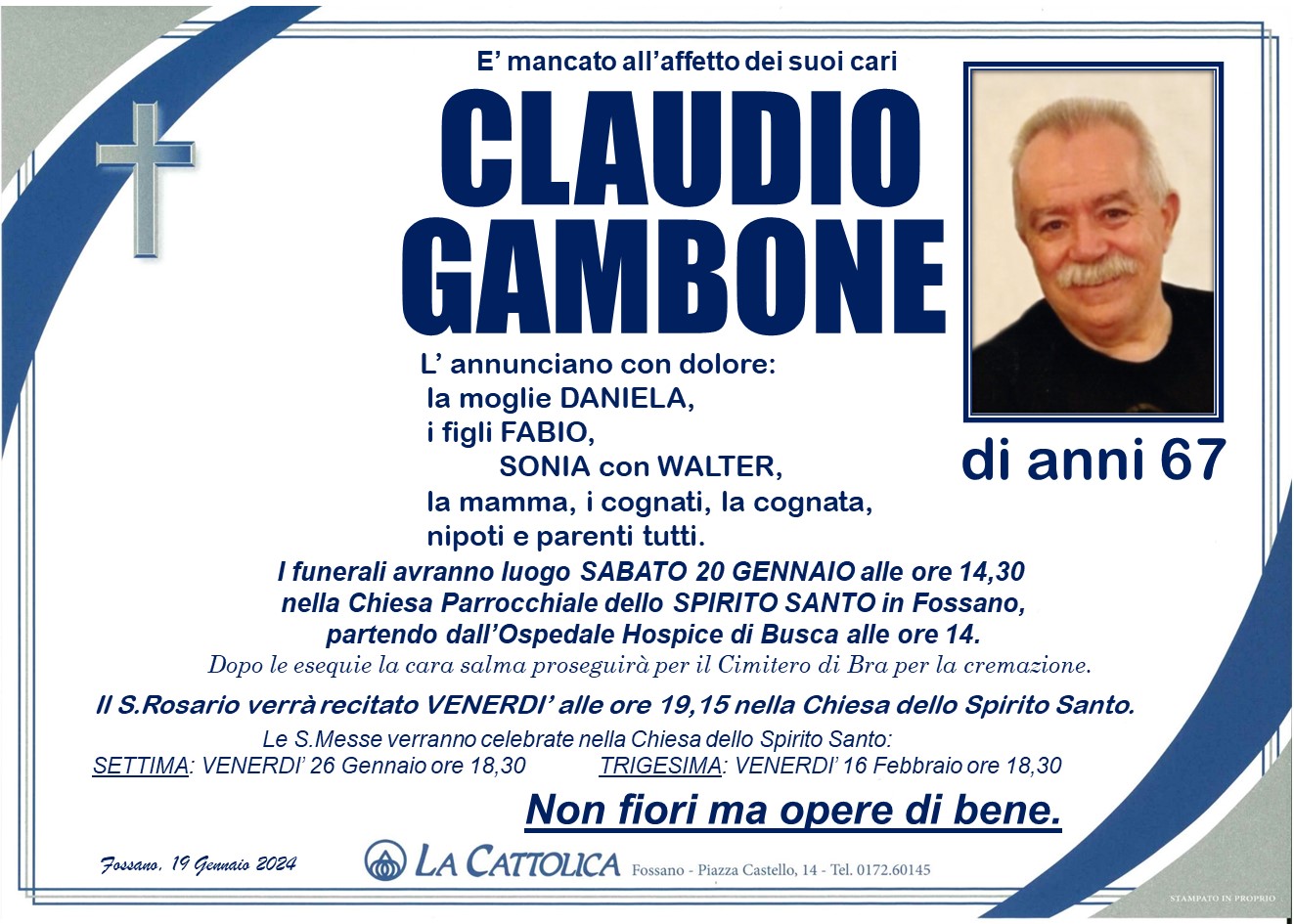 Necrologi – Onoranze funebri La Cattolica – Fossano – Cuneo