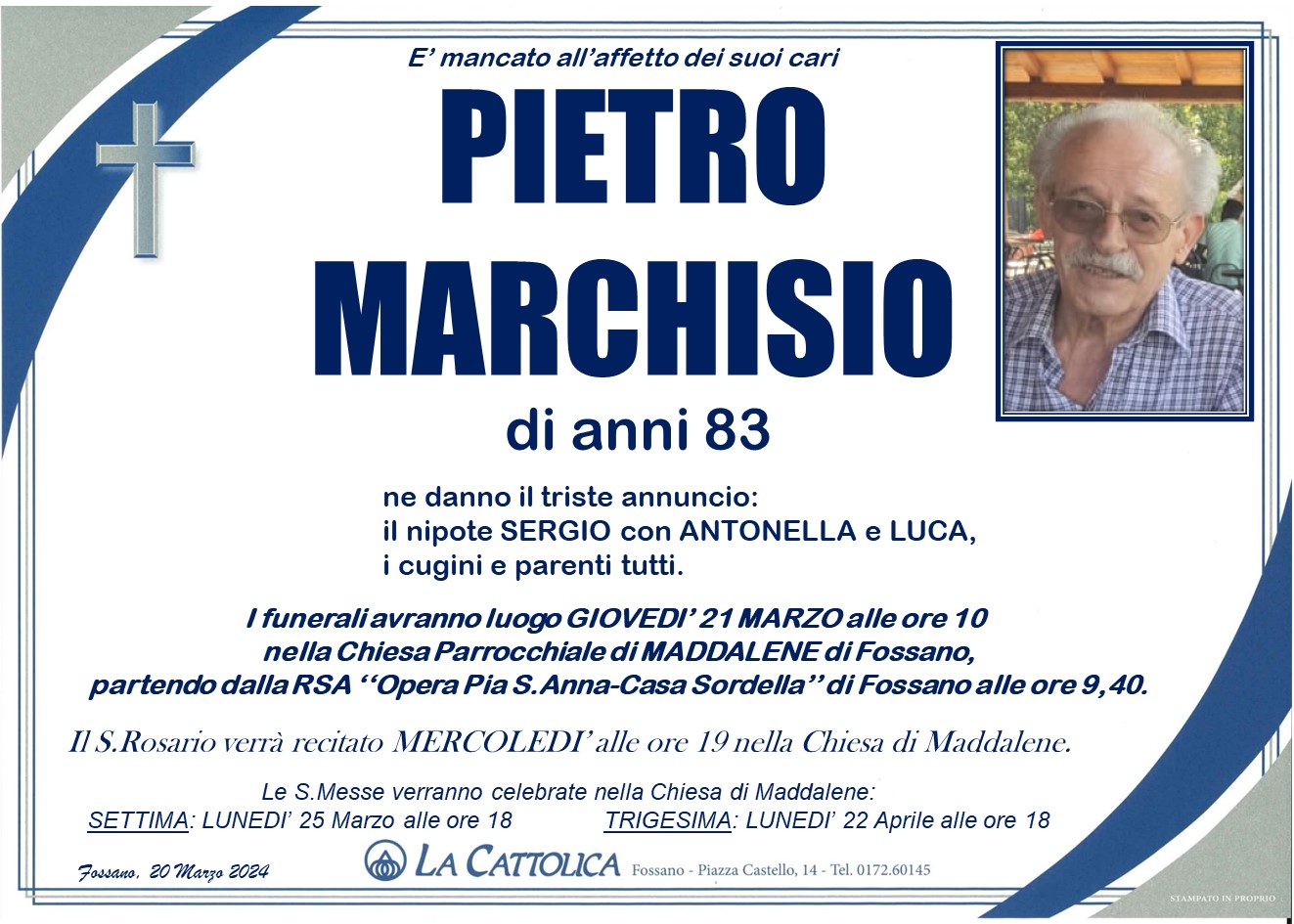 Marchisio Pietro – Onoranze funebri La Cattolica – Fossano – Cuneo