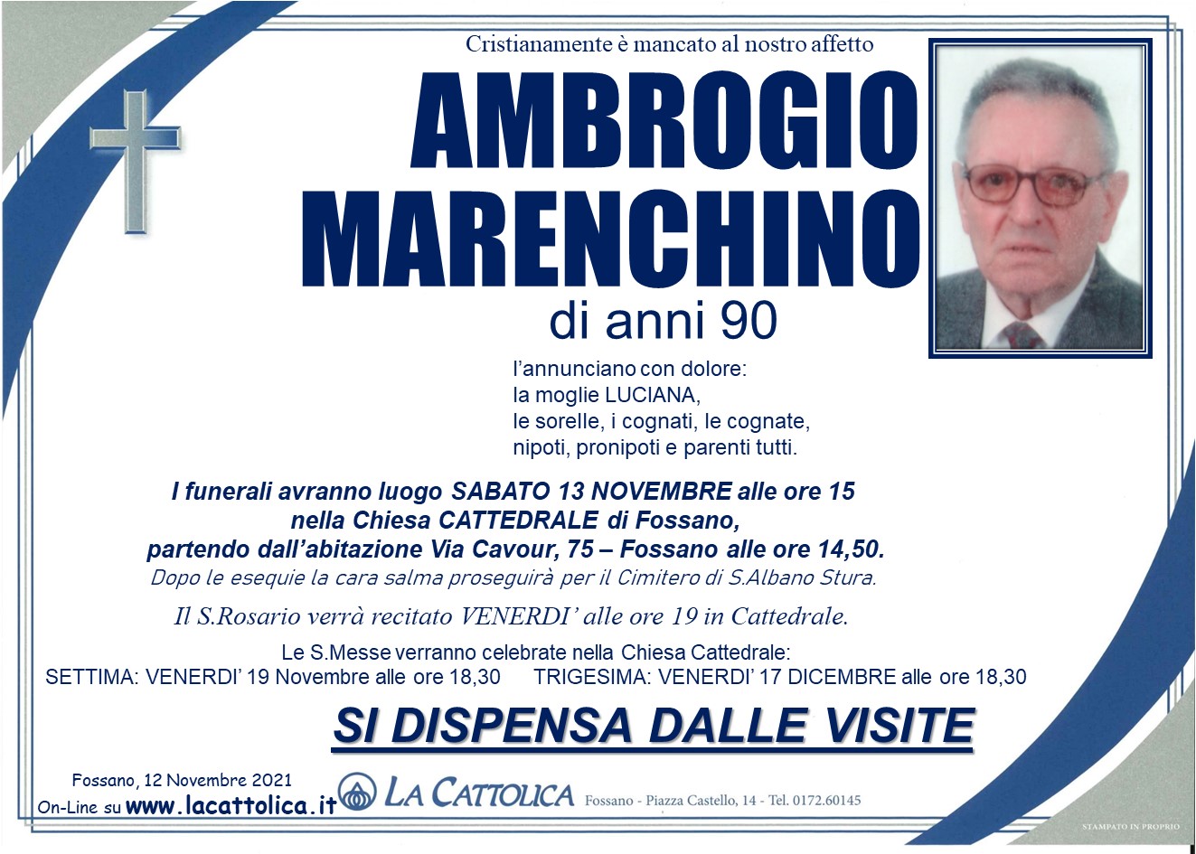 Ambrogio Marenchino – Onoranze funebri La Cattolica – Fossano – Cuneo