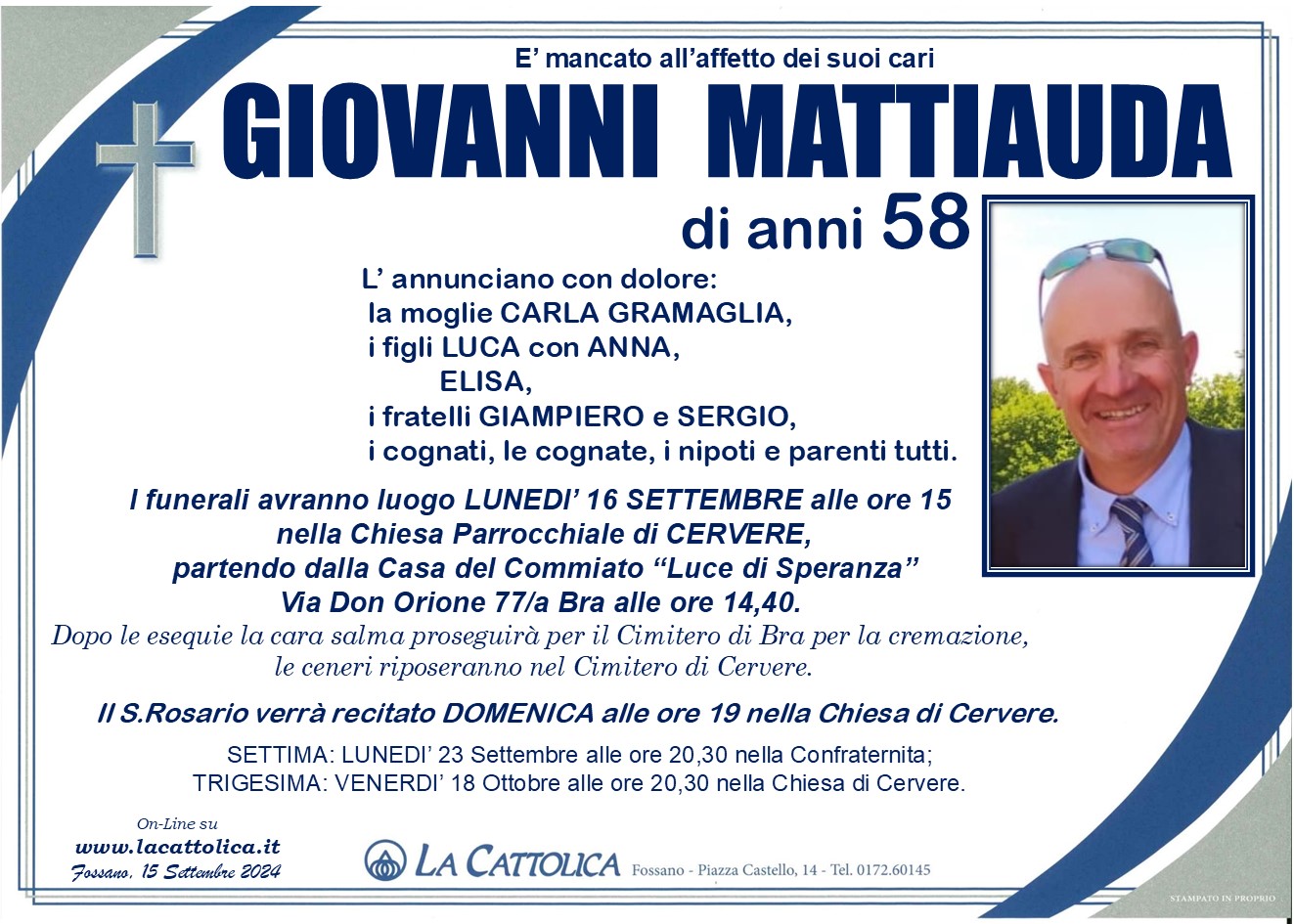 Necrologi – Onoranze funebri La Cattolica – Fossano – Cuneo