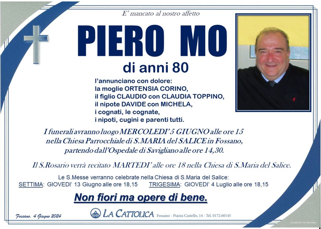 Mo Piero – Onoranze funebri La Cattolica – Fossano – Cuneo