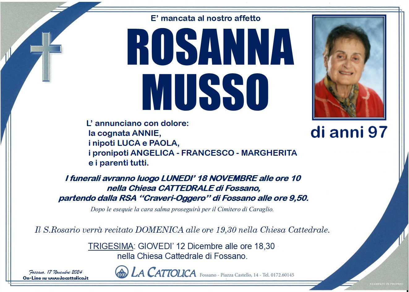Musso Giovanna – Onoranze funebri La Cattolica – Fossano – Cuneo