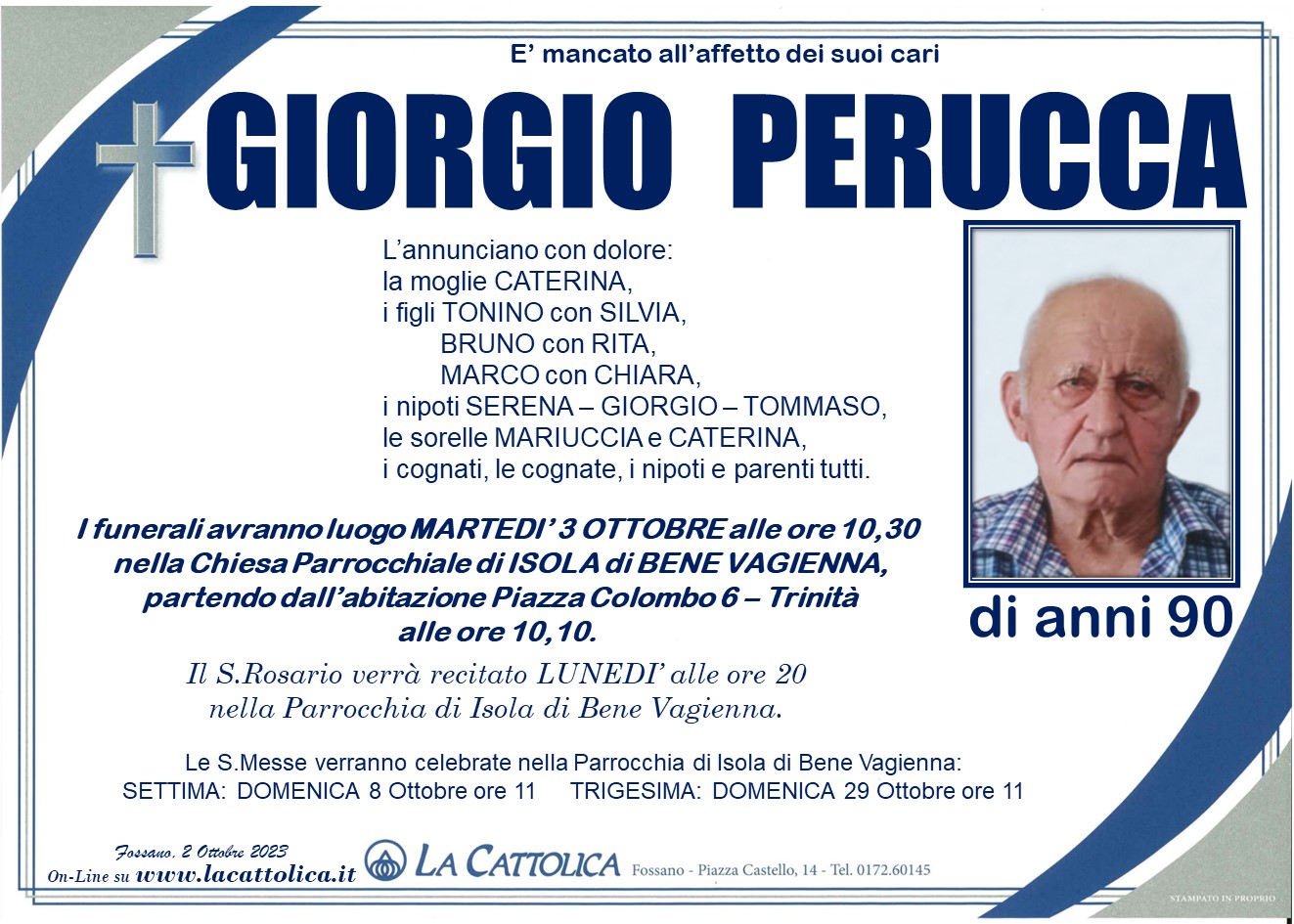 Perucca Giorgio – Onoranze funebri La Cattolica – Fossano – Cuneo