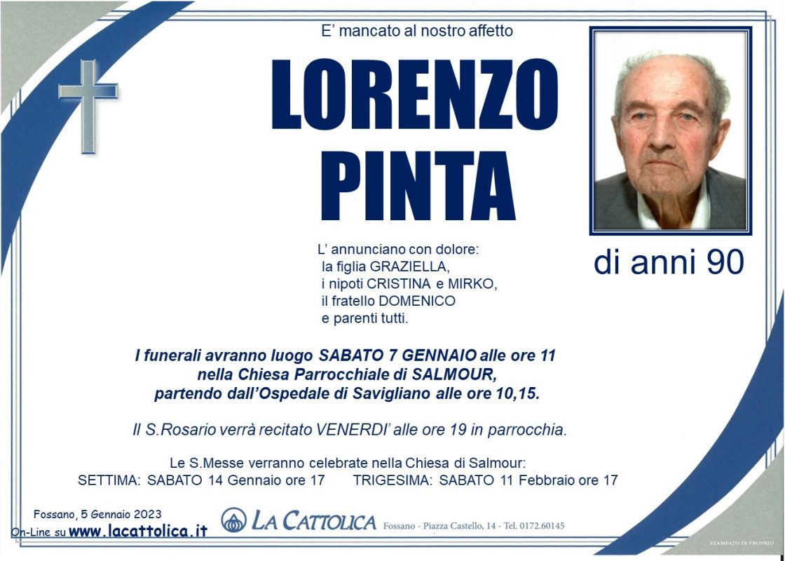 Necrologi – Onoranze funebri La Cattolica – Fossano – Cuneo