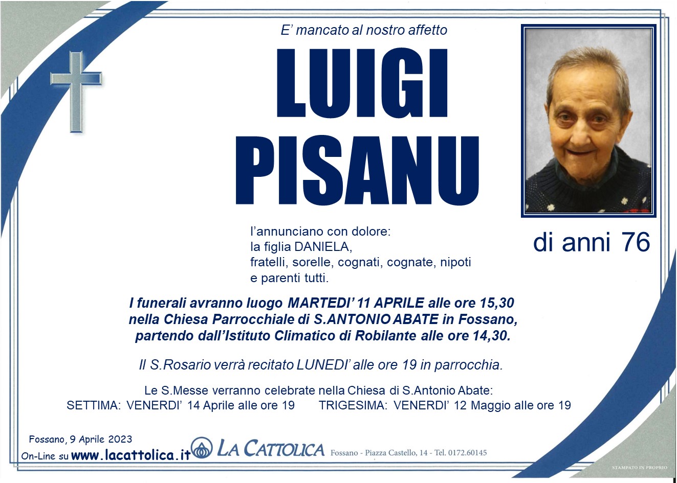 Luigi Pisanu – Onoranze funebri La Cattolica – Fossano – Cuneo