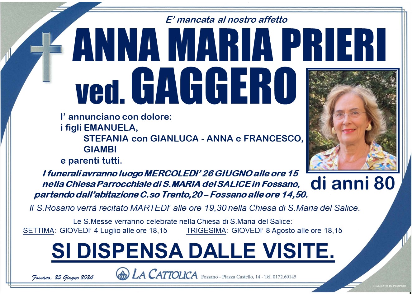 Necrologi – Onoranze funebri La Cattolica – Fossano – Cuneo