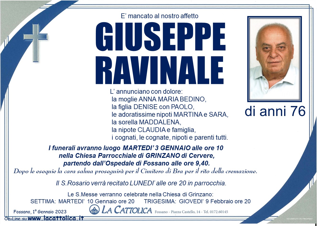 Giuseppe Ravinale – Onoranze funebri La Cattolica – Fossano – Cuneo