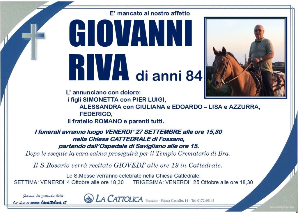 Riva Giovanni – Onoranze funebri La Cattolica – Fossano – Cuneo