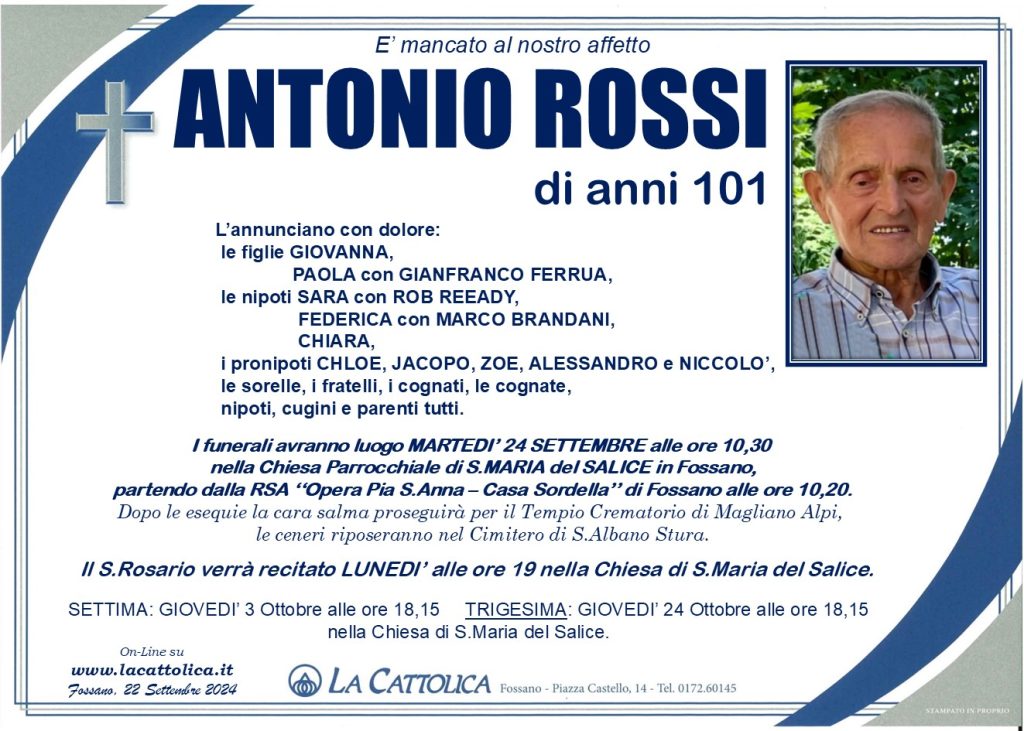 Necrologi – Onoranze funebri La Cattolica – Fossano – Cuneo