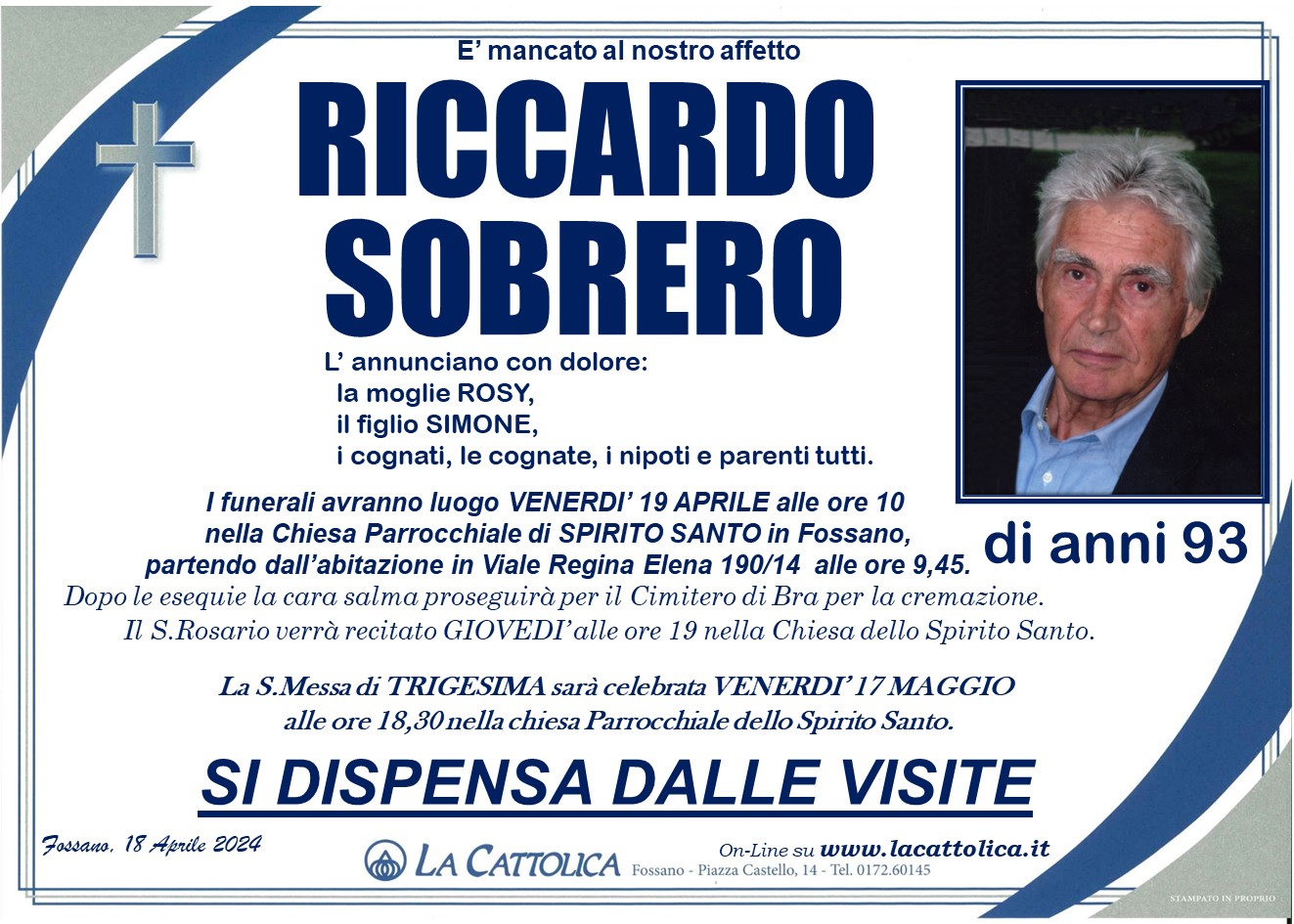 Necrologi – Onoranze funebri La Cattolica – Fossano – Cuneo