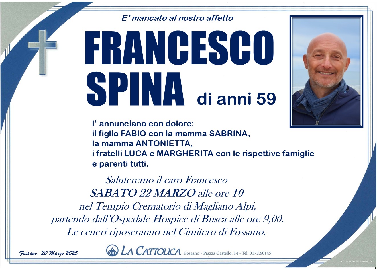 Necrologi – Onoranze funebri La Cattolica – Fossano – Cuneo