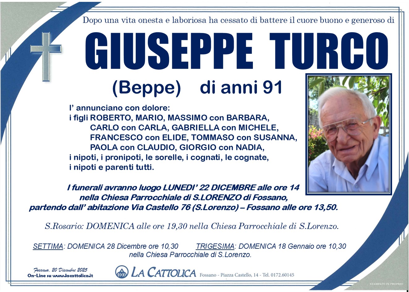 Necrologi – Onoranze funebri La Cattolica – Fossano – Cuneo